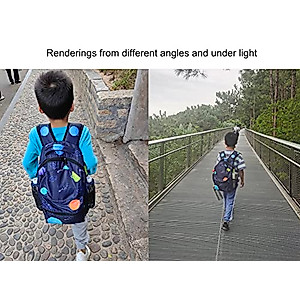 FATOLXX Boy Planet Backpack for Kindergarten - Pre School Toddler Kid Solar System 16" Lightweight Backpack with Cup Holder(Space)