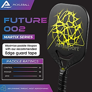 Matrix Pickleball Paddle Future 002- Graphite Textured Surface - Diamond Cutting Air Dynamic Throat Pickleball Standard Rackets Shape with Blend of Power and Control
