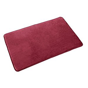 Clara Clark Bath Mat – Memory Foam Bath Mat - Soft Bathroom Rug - Non Slip and Super Absorbent - Fast Drying Machine Washable Bath Mat - Red - Small Size 17” x 24”