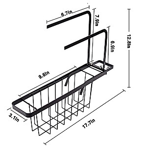 BOOMSHY Sponge Holder for Kitchen Sink Movable Sponge Holder Brush Holder Dish Cloth Hanger Hanging Sink Caddy Small in Sink Organizer Accessories Rack Basket (Black*Telescopic Style)
