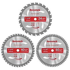 3 Pack 7 1/4 Circular Saw Blade 24T&40T&60T Combo, TCT ATB 24T Framing, 40T Ripping & Crosscutting, 60T Finish Saw Blade for Various Wood Cutting, 5/8" Arbor, Fit Dewalt Craftsman Ryobi Milwaukee