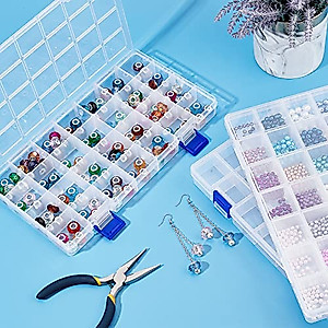 PH PandaHall 3 Pack Plastic Organizer Box, 28 Grids Bead Organizer with Dividers Adjustable Clear Plastic Bead Case Storage Container for Jewelry Beads Earring Fishing Hook Small Accessories