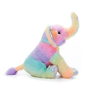 The Petting Zoo Elephant Stuffed Animal Plushie, Ombrez Zoo Animals, Rainbow Elephant Plush Toy 12 inches