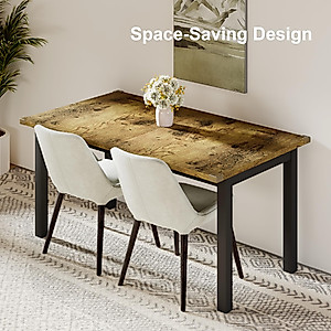 Feonase 63" Extendable Dining Table, Modern Farmhouse Dining Room Table for 4-8, Wooden Kitchen Table for Small Space, Dining Room, Home Office, Living Room Furniture, Rustic Brown