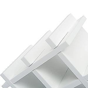 Wall Mounted Wine Rack, Modern Diamond-Shaped Set of 5 Wine Rack Wall Mounted Wooden Wine Holder Shelf Shelves and Glass Holder Rack Insert Display Rack Multifunctional Storage Shelf (White/Black)