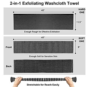 Yiclick 2 Pack Exfoliating Washcloth Towel - Exfoliating Body Scrubber Exfoliator, Loofah Sponge Wash Cloth, Korean & Japanse & African Net Sponge Rag - Soft+Rough Back Scrubber Washer for Shower Bath