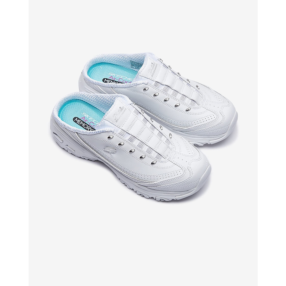 Skechers Sport Women's Bright Sky Fashion Sneaker, White/Silver, 7 M US