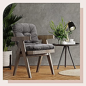 High Back Chair Cushion Outdoor Indoor Tufted Seat/Back Chair Cushion Patio Seating Cushions Waterproof Rocking Chair Pads Weather Resistant Patio Chair Cushions for Outdoor (Dark Gray, 2)