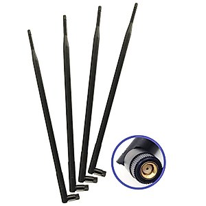 4 pcs of Universal 9dBi Wi-Fi 2.4/5GHz Dual-Band RP-SMA Male Antennas Extension for IP Wireless Security Camera Router and CCTV HD Wireless Camera System Video Antenna for NVR Security IP System