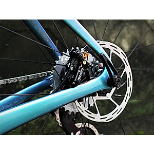 Juin Tech GT-F 4-Piston Cable Actuated Hydraulic Bicycle Bike Disc Brake Caliper Set Hybrid Brake Set for Flat-Mount Road/Cyclocross/Gravel/E-Bike/Folding Bike use (Black)