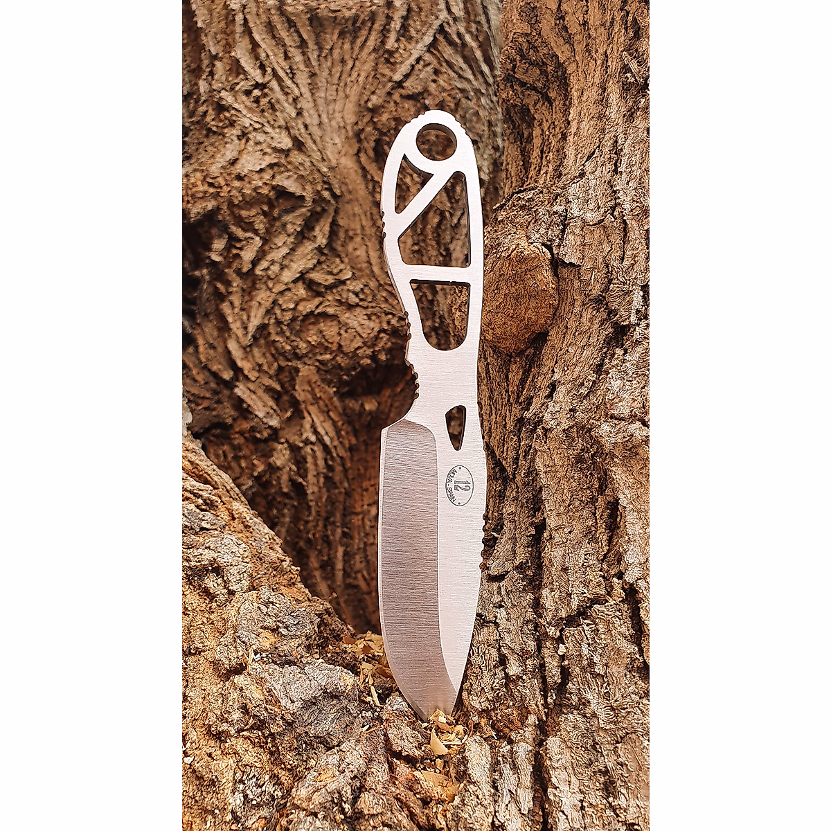 JEO-TEC Nº12 Bushcraft Outdoor Belt and Neck Knife, Overall Length: 6.57", Stainless Steel MV-58, Kydex Sheath, Handmade in Spain