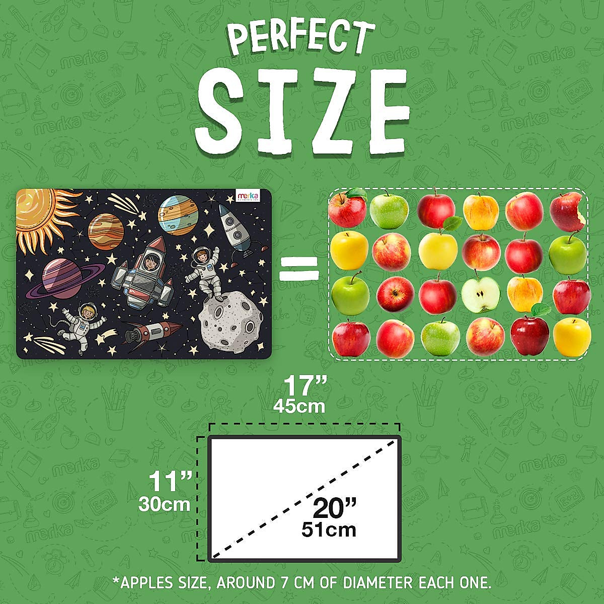 merka 4 Pack Kids Placemats for Dining Table, Placemat Plastic for Kid, Reusable Wipeable, Set of 4 Ocean Space Jungle Unicorns for Ages 2 and Up