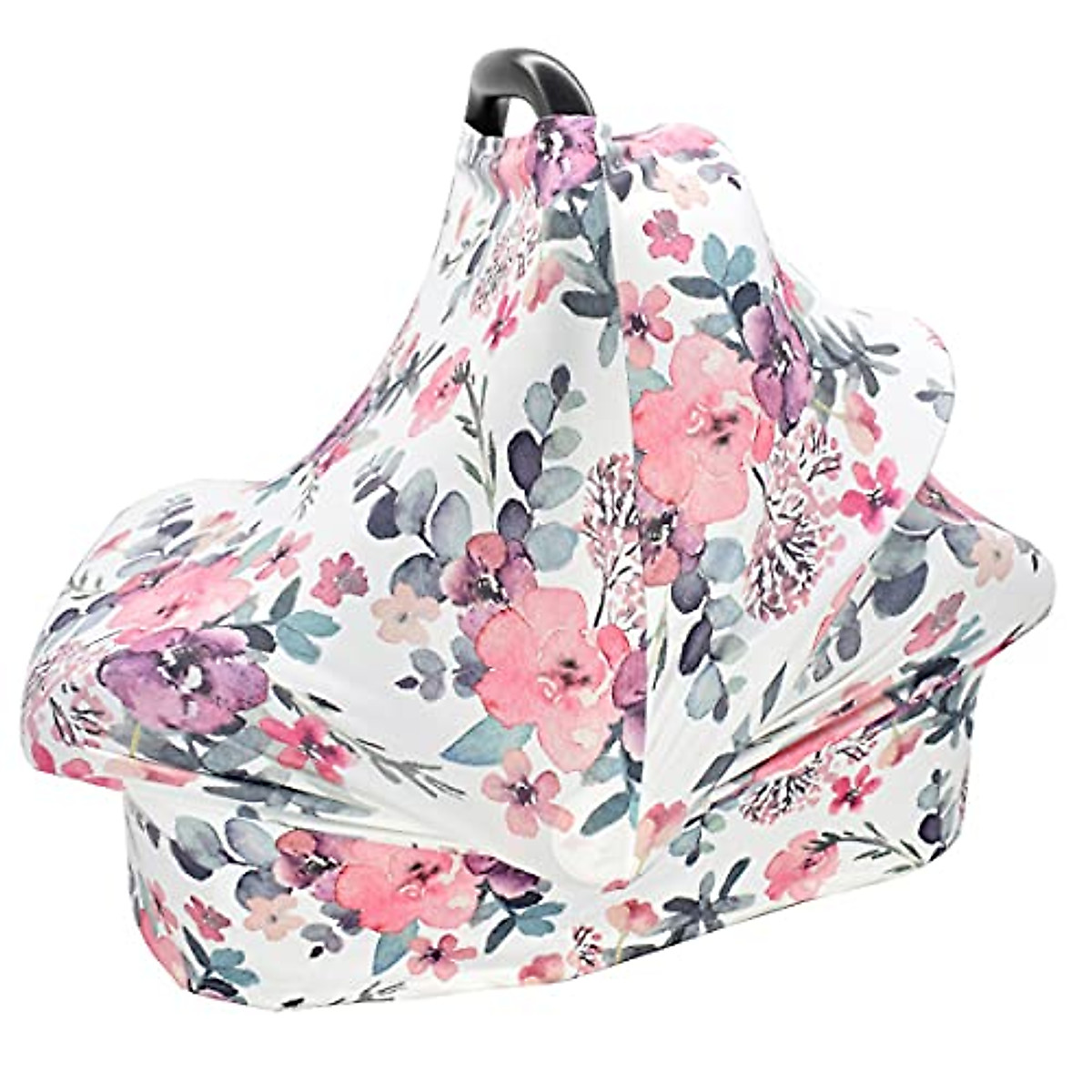 Car Seat Nursing Cover High Chair Cover 4 in 1 Carseat Canopy Nursing Breastfeeding Cover for Baby Girls (Flower)