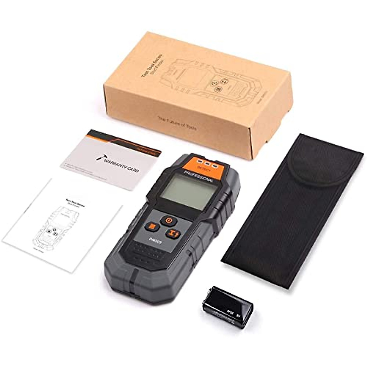 789 Stud Finder, 4 in 1 Sensor Wall Scanner, with Digital LCD display, Automatic Calibration and Sound Alarm, 3 Signal Lamp Prompts, for Wood AC Wire Metal Stud Detection - DMS03, Orange