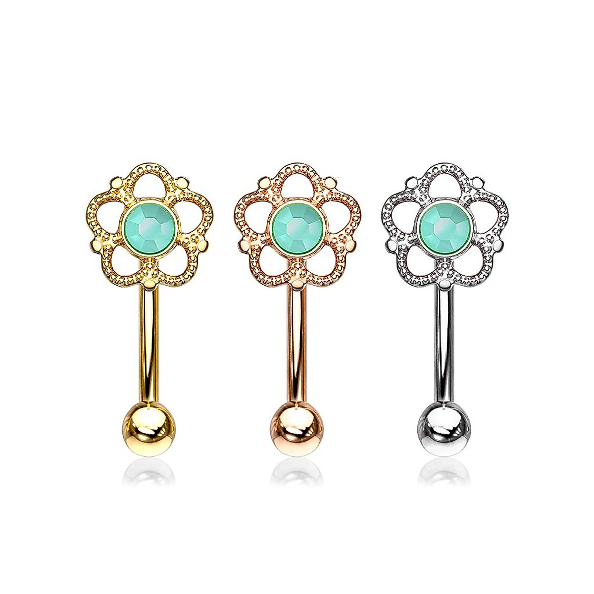 Amelia Fashion 16 Gauge Turquoise Center Flower Filigree, No Color, Size No Size