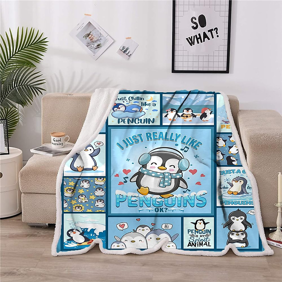peakman Penguin Gifts Blanket,Penguin Blanket Throw,Penguin Gifts for Women Men Kids,Penguin Lover Gifts,Penguin Gifts for Penguin Lovers,Warm Soft Cozy Plush Penguin Blanket for Bed Couch 50"x 60"