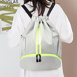 Drawstring Backpack Waterproof with Mesh PocketsString Bag Sackpack Nylon Gym Bag for Swim Sport Hiking Travel Beach,Lightweight Large,2