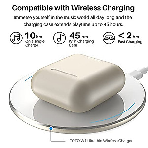 TOZO T6 True Wireless Earbuds Bluetooth 5.3 Headphones Touch Control with Wireless Charging Case IPX8 Waterproof Stereo Earphones in-Ear Built-in Mic Headset Premium Deep Bass Champagne(2022 Upgraded)