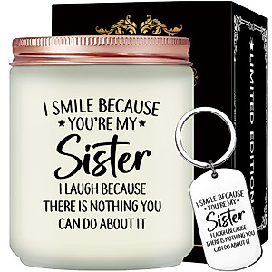 Maybeone Christmas Gifts for Sister - Big Sister Birthday Mothers Day Valentines Day Gifts from Sister Brother - I Smile Because You are My Sister Candle