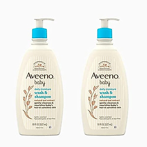 Aveeno Baby Wash and Shampoo, Lightly Scented, 18 Fluid Ounce, (Pack of 2)
