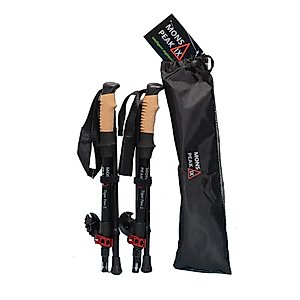 Mons Peak IX Tiger Paw Z-135 Trekking Poles for Hiking, Trail Running, Walking, Snowshoeing - Cork Grip Folding, Collapsible, Adjustable and Lightweight Poles (Taller than 5'8" - Poles 115cm - 135cm)