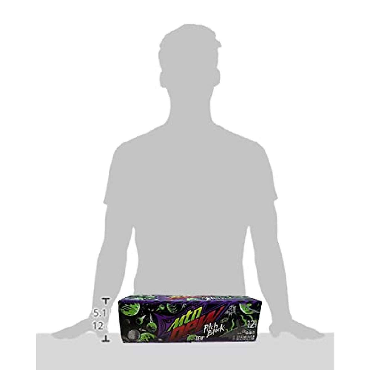 Mountain Dew Pitch Black Soda - Munchie Box Stash (Regular, Pack of ( 12 ) 12 Oz Cans)