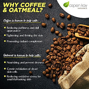 Aspen Kay Naturals Coffee & Oatmeal Exfoliating Soap, Natural and Organic Ingredients. A Wonderful Exfoliating Body Soap, For Men & Women. GMO Free. 4.5 oz Bar (1 Pack)