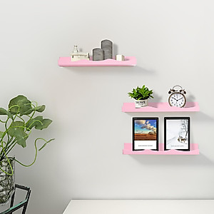 AZSKY Floating Bookshelf for Kids, Floating Shelves for Wall Cloud Picture Ledge Shelf Pink16 Inches Nursery Book Shelves Set 3, Baby Book Shelf for Kids Room, Toddler Room, Baby Room, Nursery Decor
