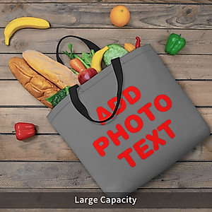 Custom Tote Bags With Logo Name Photo Personalized Shopping Bags Shoulder Bag For Women Business Work Travel Teacher Wedding College Birthday Christmas Gifts Reusable