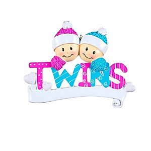 Personalized Baby's First Christmas Ornament 2022 - Twins Girl & Boy Christmas Tree Ornament - Babys First Customized Keepsake-Gifts for Newborn-Free Personalization