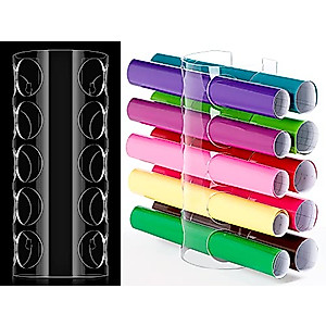 Patelai 2 Pieces Vinyl Storage Organizer Vinyl Roll Holder with Screws Plastic Garage Rolling Rack Storage Craft Organizers and Storage for Cabinet Door Album Record Book Shopping Bags