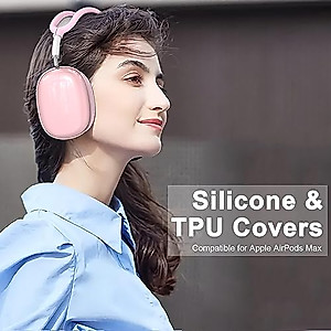 Silicone Case Cover for AirPods Max, Clear Soft TPU Earcup Cover/Silicone Ear Pad Case Cover/Headband Cover for AirPods Max, Transparent Accessories Silicone Protector for Apple AirPods Max, Pink