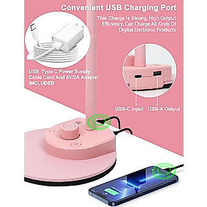 BOHON LED Desk Lamp Reading Light Eye-Caring 3 Color Modes 10 Brightness Dimmer USB Study Book Clamp Lamp 360° Flexible Clip on Night Light for Headboard Bedroom and Office