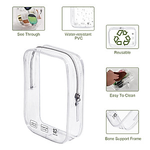 3 Packing Cubes Quart Size Travel Bag TSA Approved Toiletry Bag, Airplane Essentials for Flying, Long Flight European International Must Haves for Women Men Toiletries Liquids Small Clear Pouch