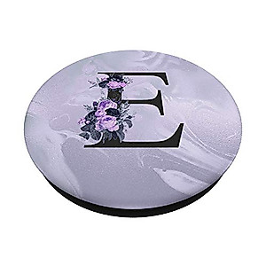 Initial Letter E Purple Lavender Floral Monogram For Women PopSockets PopGrip: Swappable Grip for Phones & Tablets