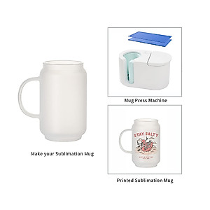 PYD Life Sublimation Glass Blanks Can Beer Kids Mug Frosted with Handle 13 OZ Coffee Tea Cups Milk Glass Tumblers Cups Mugs without Lid for Tumbler Mug Heat Press 4 Pack