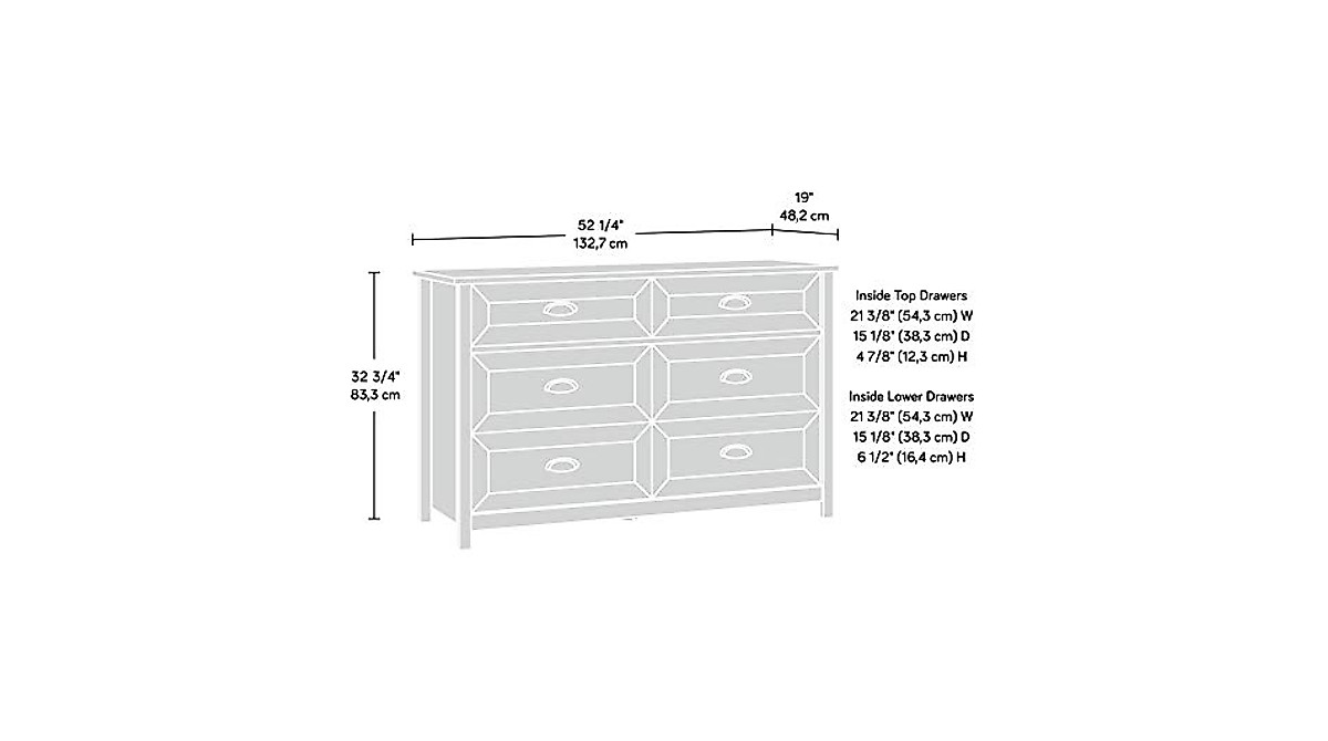 Sauder County Line Dresser in Salt Oak Finish - Safe & Spacious