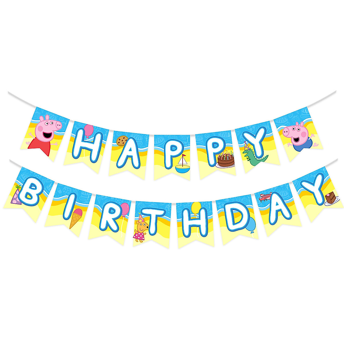Treasures Gifted Officially Licensed Peppa Pig Birthday Banner - Peppa Pig Happy Birthday Banner - Peppa Pig Birthday Party Supplies - Peppa Pig Party Decorations - Peppa Pig Banner