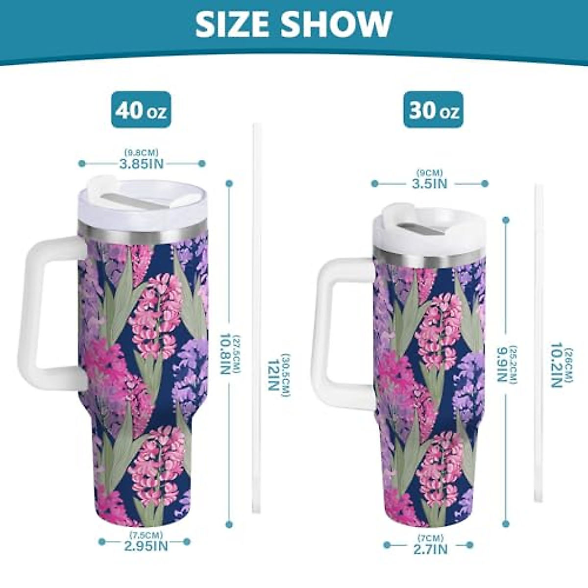 RPLIFE Floral Hyacinth Purple Tumbler, Stainless Steel Bottle, Insulated Tumbler, Tumbler for Men