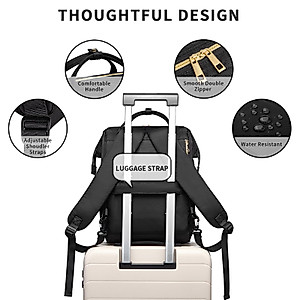 seyfocnia Laptop Backpack for Men,15.6 Inch Computer Bags for Laptops for Men Travel Backpack Purse Nurse Teacher Backpack College Work Bags Waterproof Laptop Backpack for Women with USB Port,Black