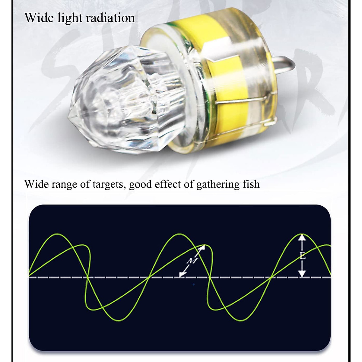 Edearkar LED Fishing Light Underwater 10-Pack Deep Drop Lights Waterproof Diamond Tubular Underwater Colorful Fishing Lure Light Attractants for Tuna Swordfish
