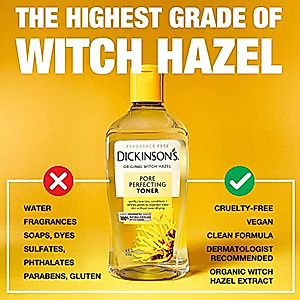 Dickinson's Original Witch Hazel Pore Perfecting Toner, 100% Natural, 16 Ounce Fragrance free