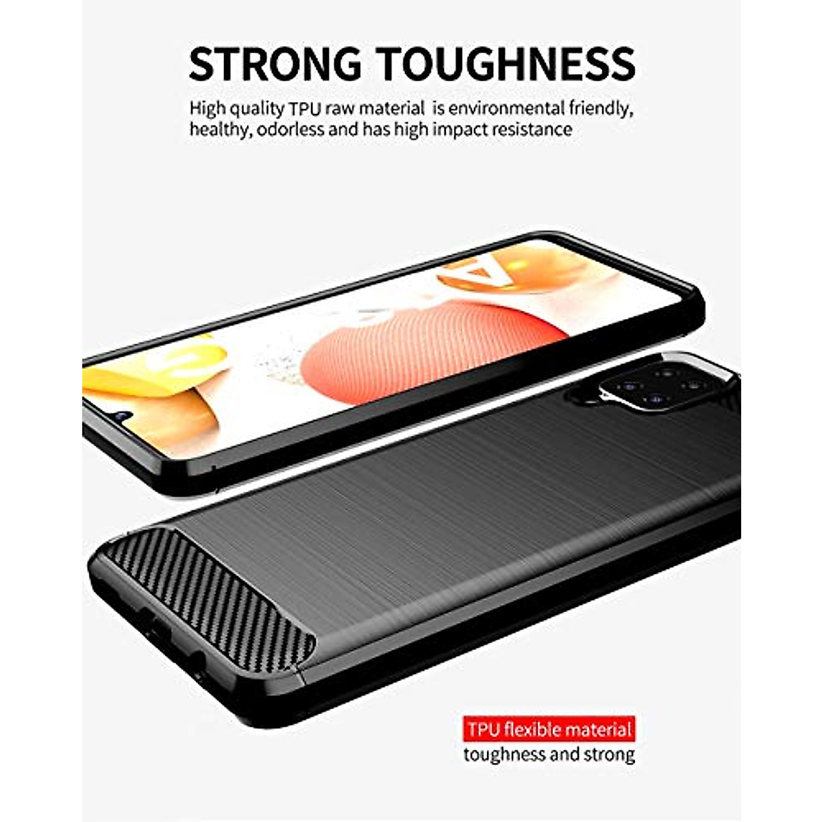 Samsung A12 Case,Galaxy A12 Case,with HD Screen Protector,Shock-Absorption Flexible TPU Bumper Cove Soft Rubber Protective Case for Samsung Galaxy A12 (Black Brushed TPU)