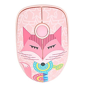 Wireless Mouse, Portable 2.4GHz Wireless Mice,Cute Cartoon Pink Fox Pattern Laptop Wireless Mouse, Silent Wireless Gaming Mouse,Three Intelligent Sleep Modes Mice