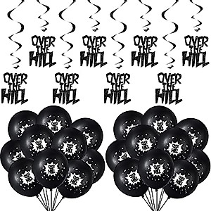 10 Pieces Over The Hill Party Supplies Hanging Swirls 20 Pieces Hill Printed Latex Balloons Round Party Decorations Black Over The Hill Decorations Over The Hill 50th Birthday Decorations for Party