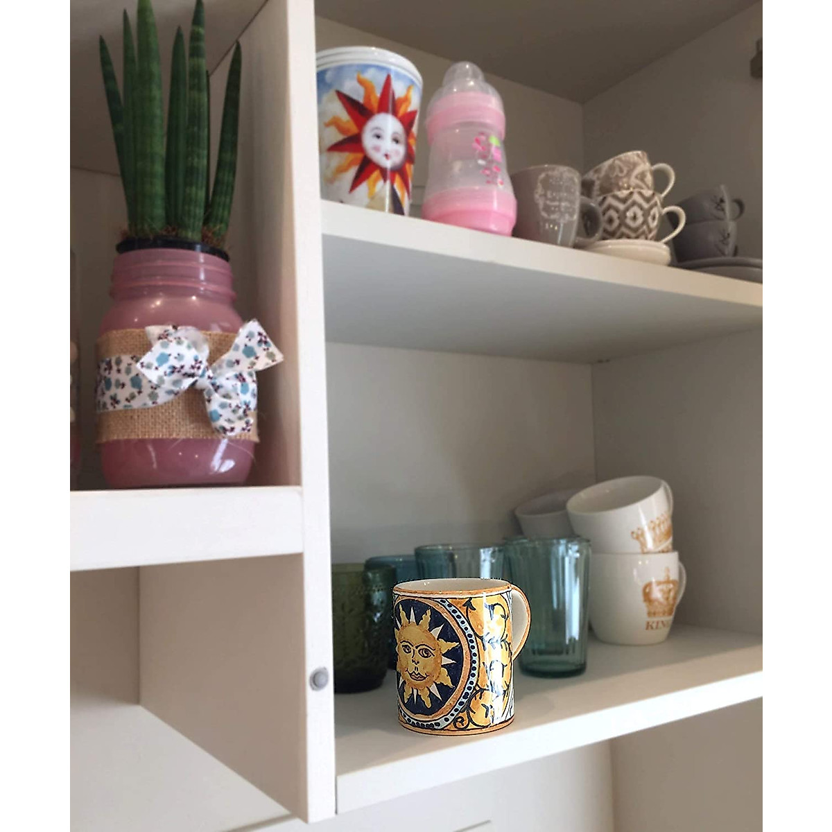 CERAMICHE D'ARTE PARRINI - Italian Ceramic Art Pottery Mug Cup Decorated Sun Hand Painted Made in ITALY Tuscan