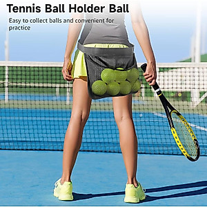 SkiPdr 2PCS Tennis Ball Band Holder Ball Pouch, Easy Holding 8-10 Pickle Balls or Tennis, Adjustable Tennis Ball Holder Waist Pouch, Mesh Tennis Ball Belt Pouch Pickleball Tennis Ball Holder Bag