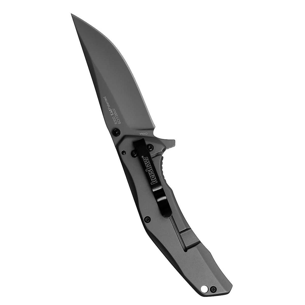 Kershaw Duojet Pocket Knife (8300); 3.25 In. 8Cr13MoV Blade and Steel Handle with Gray Titanium Carbo-Nitride Coating; Carbon Fiber Insert, SpeedSafe Assisted Open; Single-Position Pocketclip; 4.9 oz.