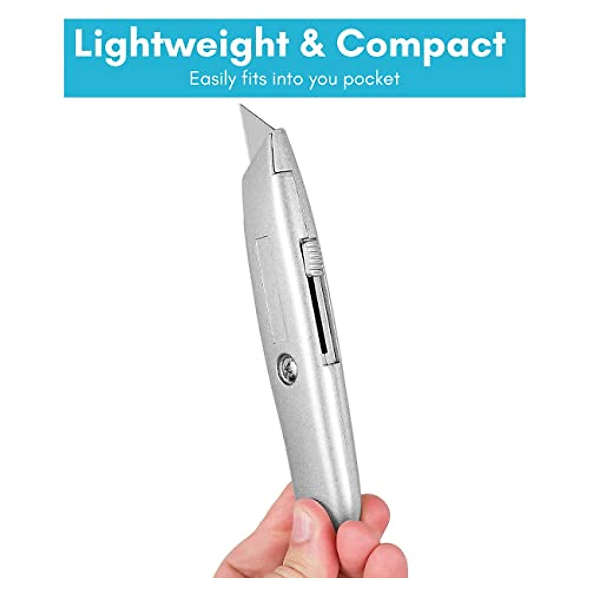 Internet's Best Classic Utility Knife - Set of 10 - Retractable Razor Knife Set - Extra Blade Refills - Box Cutter Locking Razor Knife - Full Metal Body - Silver