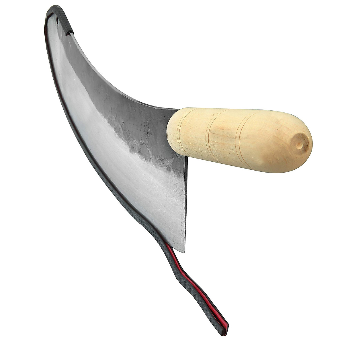 Carbon Steel Handmade Forged Gourmet Professional Chef Butcher Chopping Mincing Knife Handled Curved Kebab Meat Mezzaluna Herb Big Blade Kitchen Cleaver (19.7 in/50 cm)